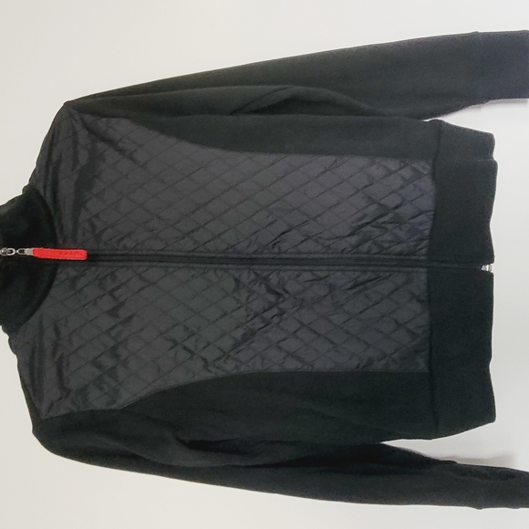 Prada | Jackets & Coats | Prada Black Quilted Jacket With Red Accent ...